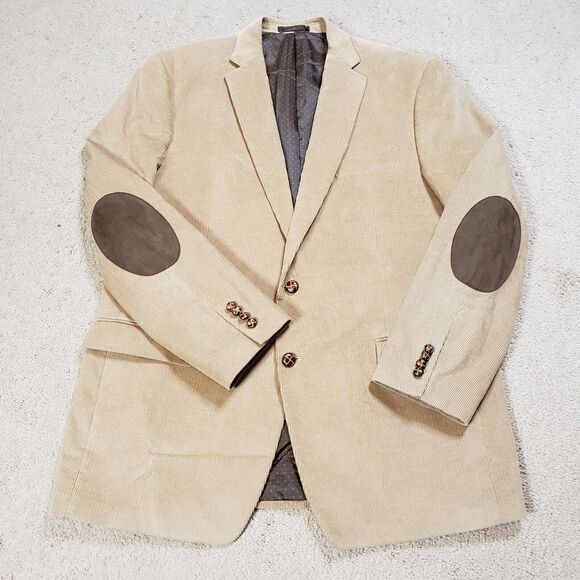 Chaps | Suits & Blazers | Chaps Corduroy Blazer Men 46l Tan Beige Brown Elbow Patches Equestrian ...